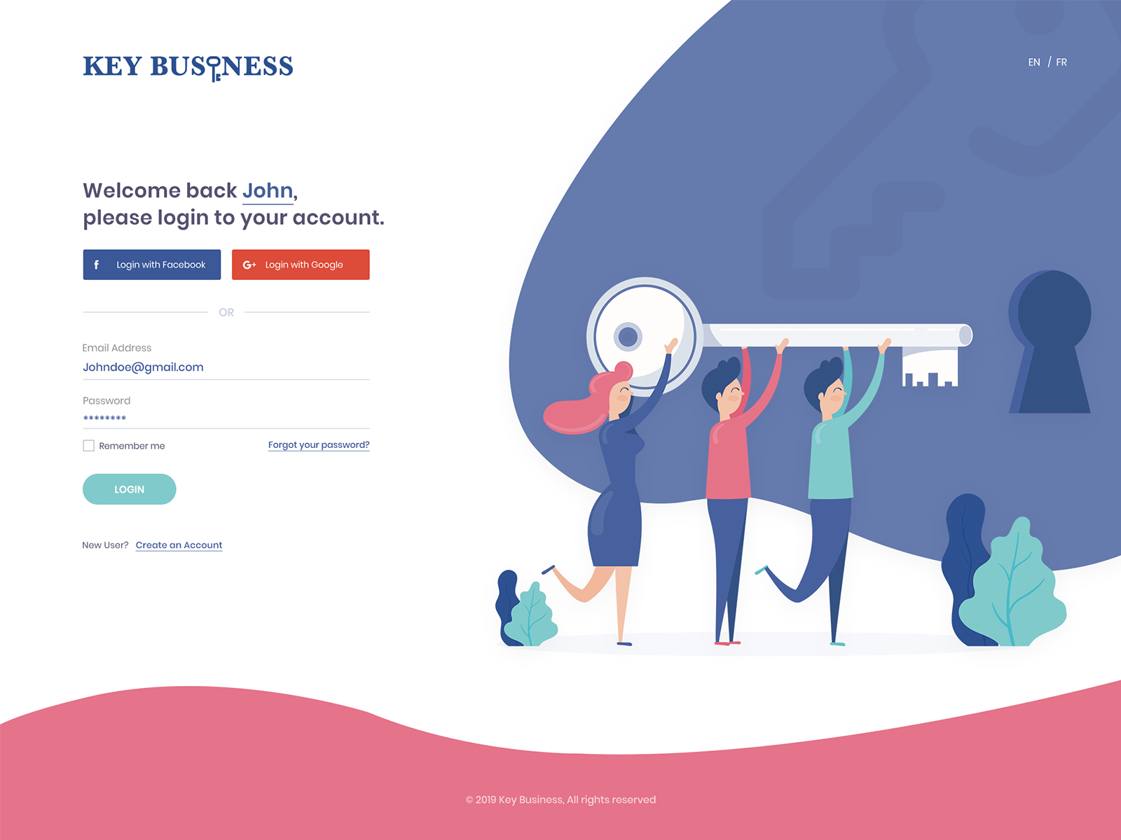 Key Business Welcome Back Login Screen by Luke Peake for TIB Digital on ...