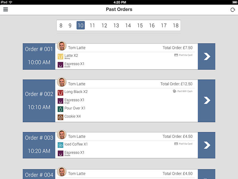 Past Orders Screen by Jacob Coy on Dribbble