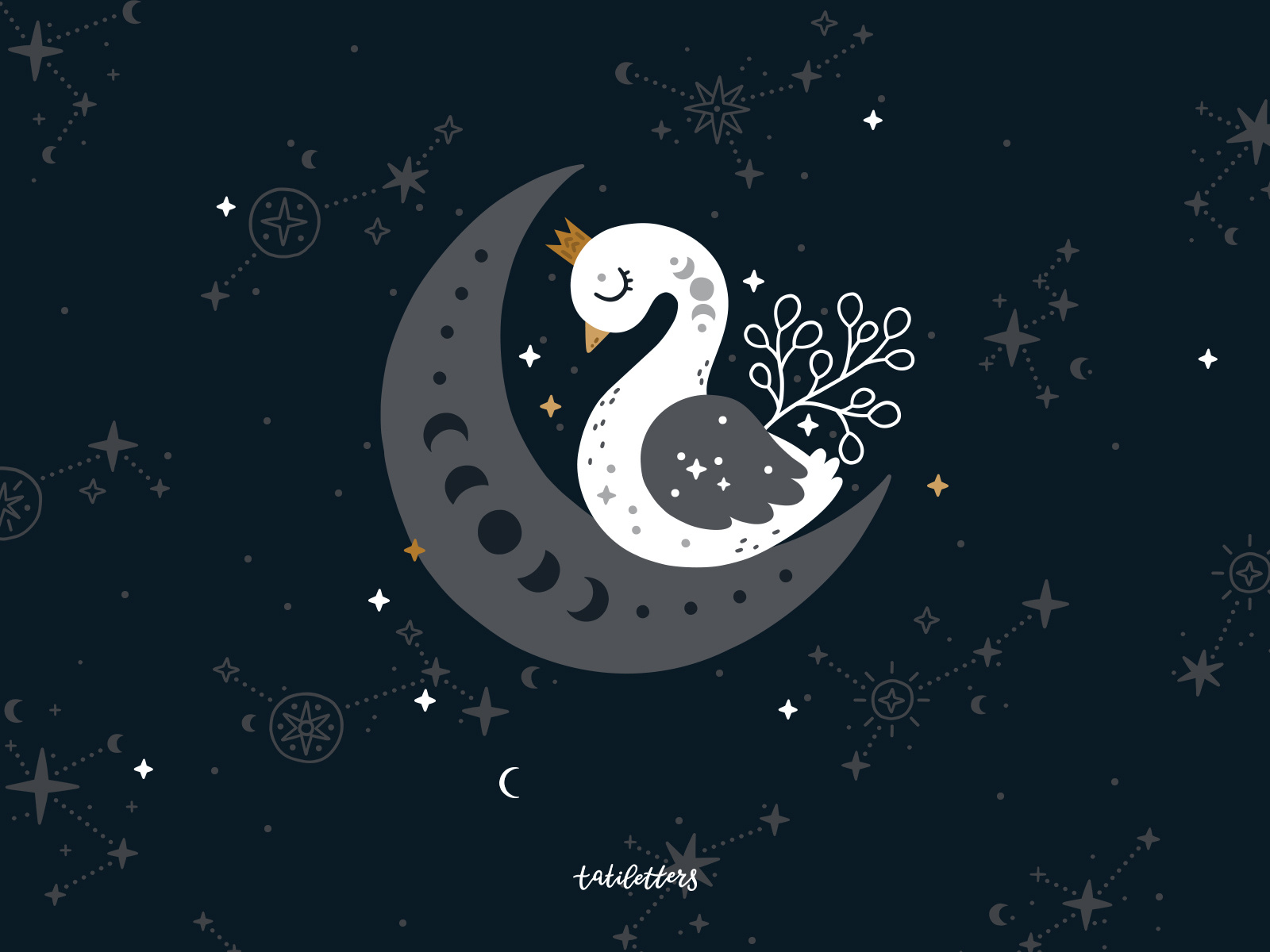 Celestial illustrations and patterns by tatiletters on Dribbble