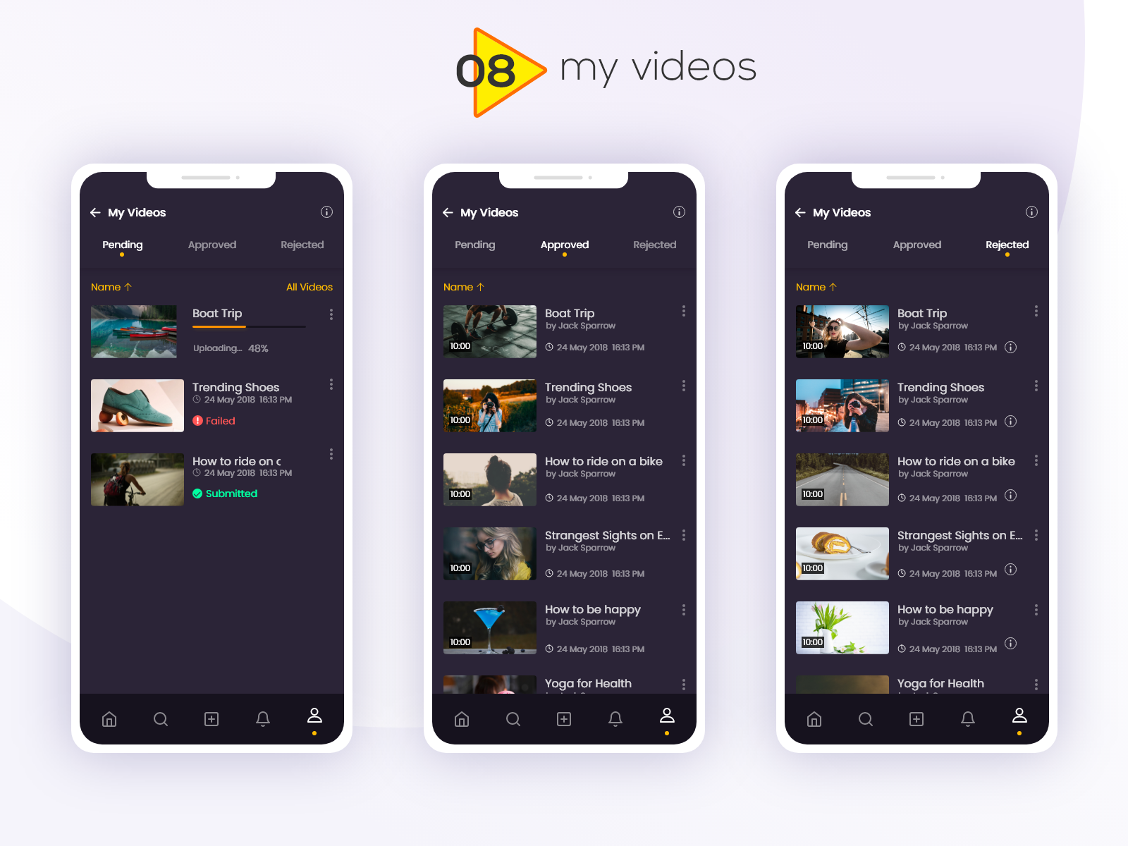 DADOS - Video Uploading App - My Videos by Venkat Sudheer Reddy on Dribbble