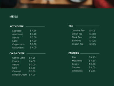 Cafe Menu by Olena Boichuk on Dribbble