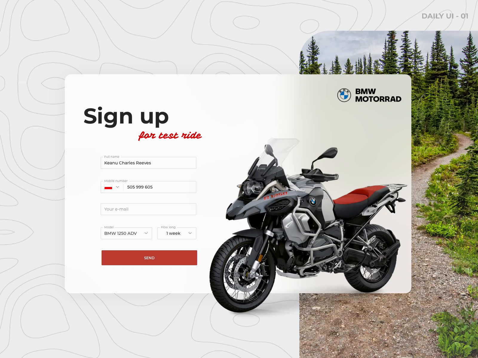 BMW Sign up form by Marcin Michalski on Dribbble