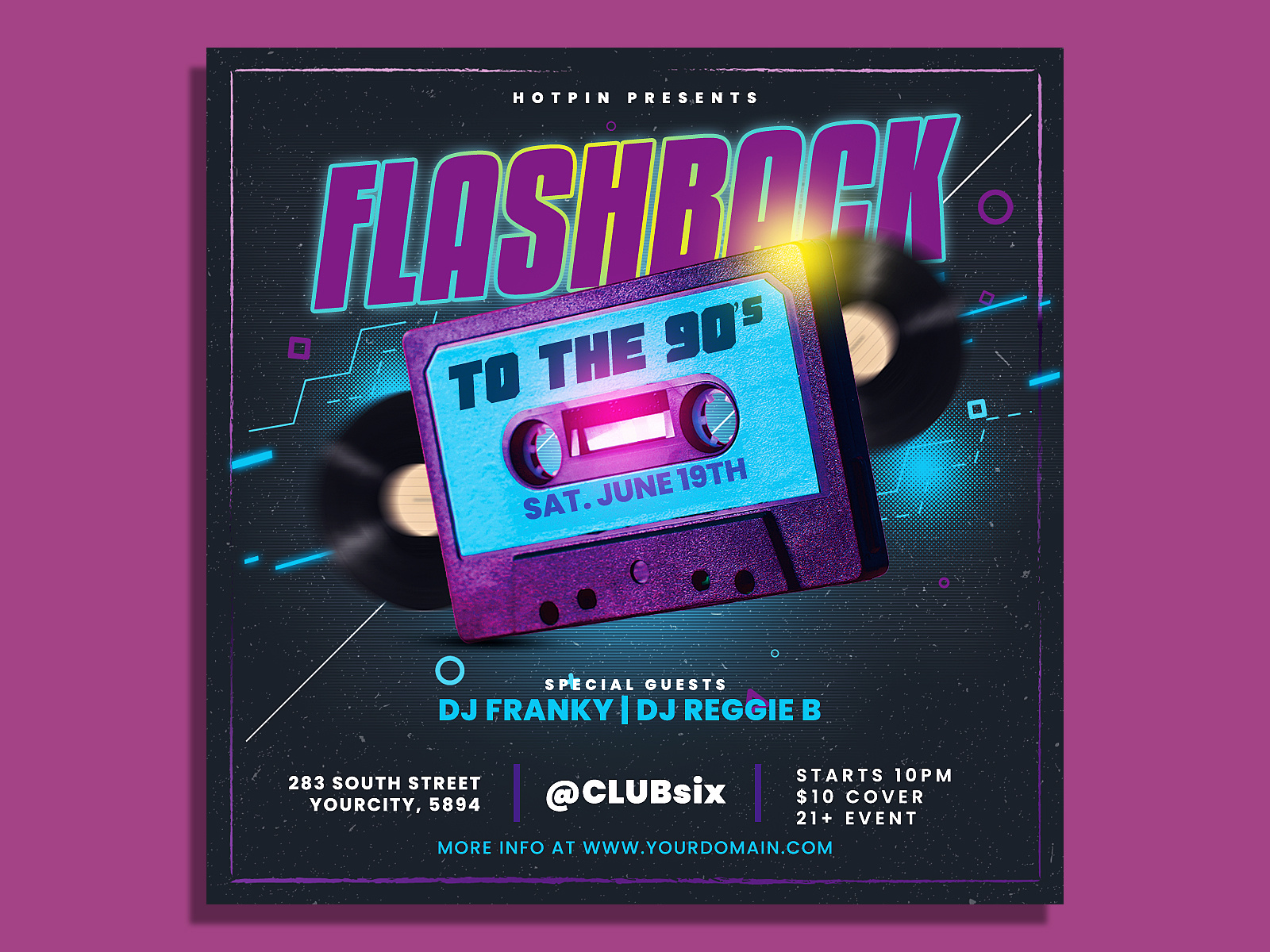 Retro 90s Party Flyer Template by Hotpin on Dribbble
