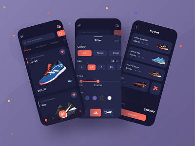Sneakers Mobile Application Design (Dark Version) by Dotpixel Agency on ...