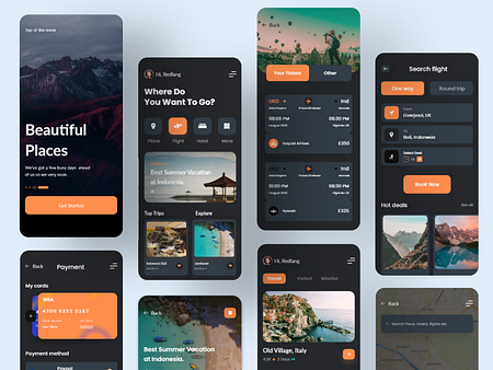 Trip Planner Mobile Application Design (Dark Version) by Dotpixel ...