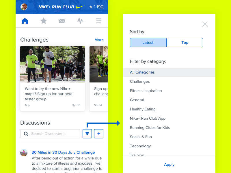Mobile Filters by Michelle Claessens for Influitive on Dribbble