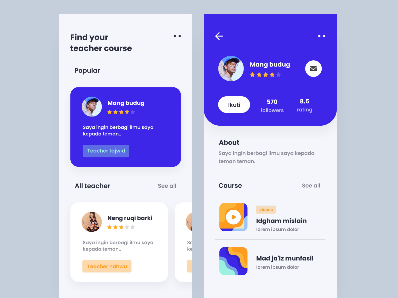 Course App - #Exploration by zakia kaidzan on Dribbble