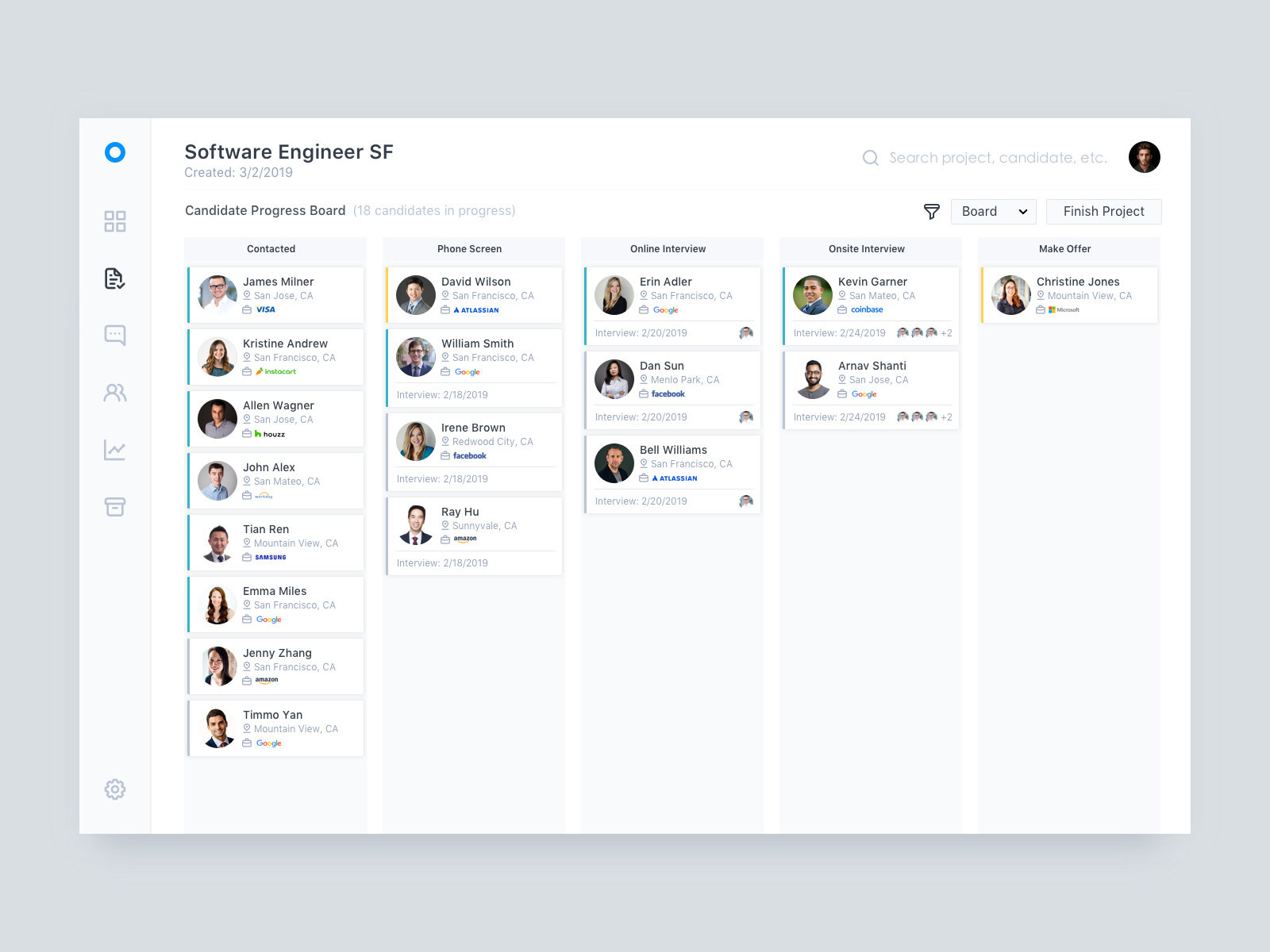 Talent Sourcing Tool - Candidate Board by Pengfei Wang on Dribbble