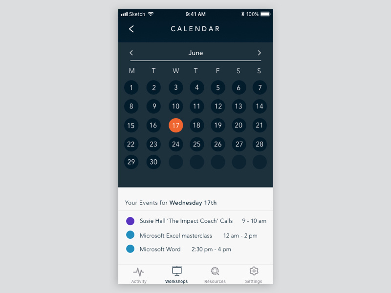 Calender View by Oliver Elshout on Dribbble