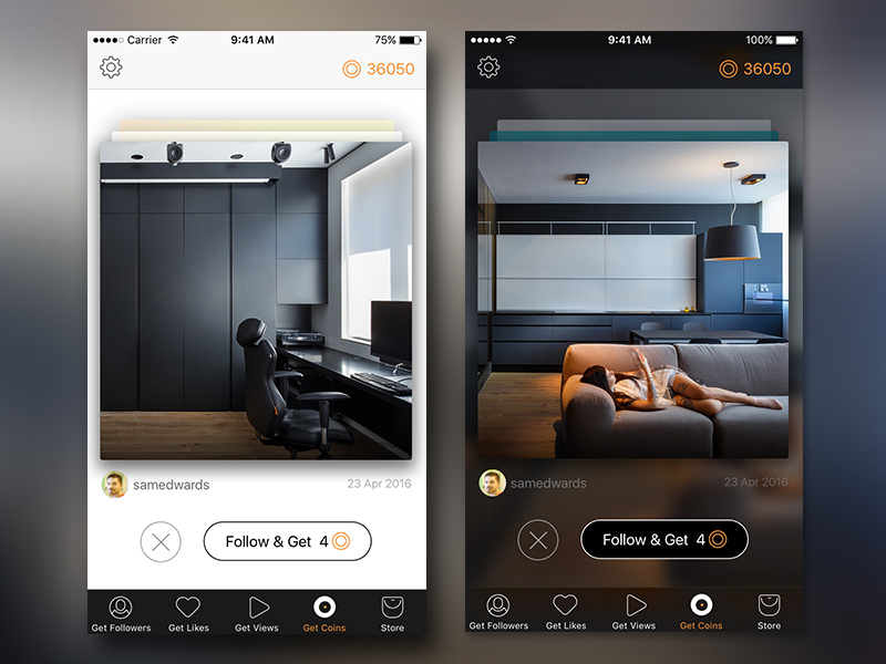 iOS UI for likes sharing platform by COAX Digital on Dribbble