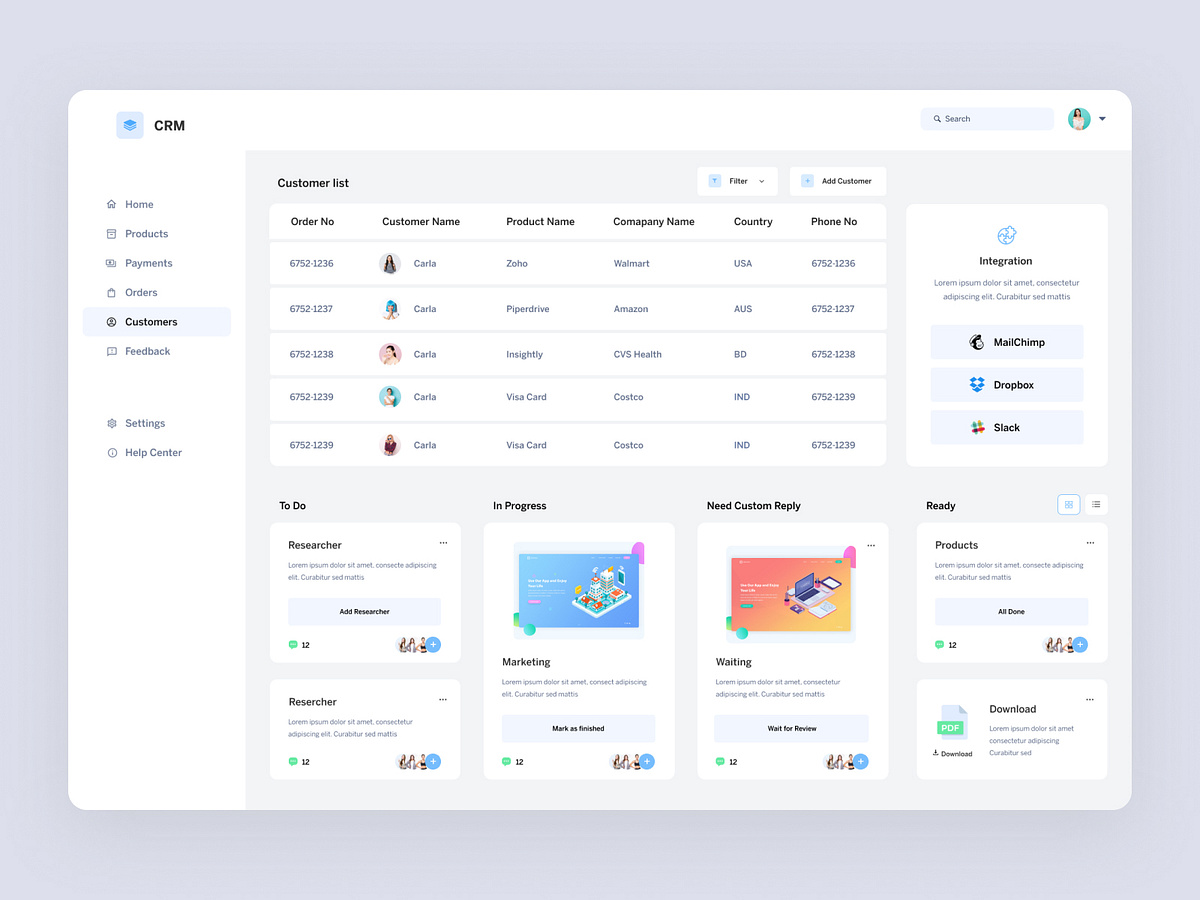 CRM dashboard by Nahid hossain for Pixeloon on Dribbble