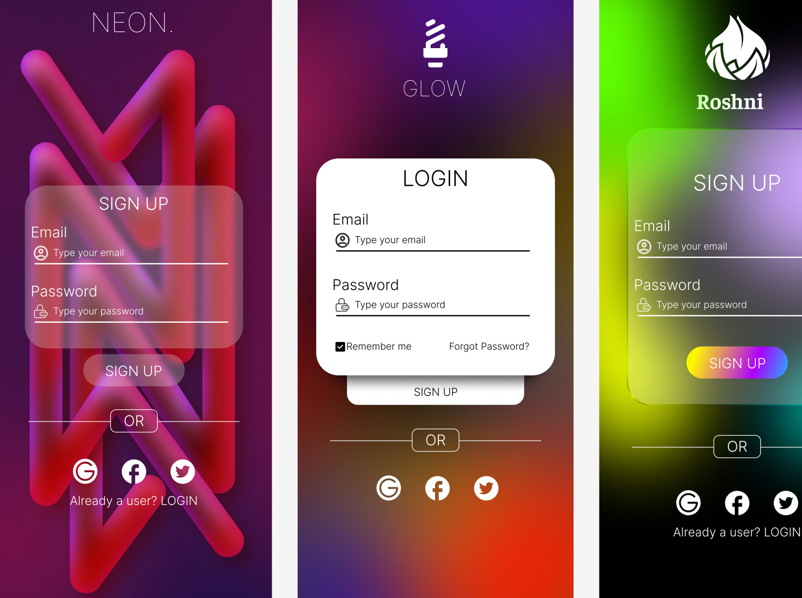 UI - LOGIN/SIGN UP PAGES by MUHAMMAD MUAZ on Dribbble