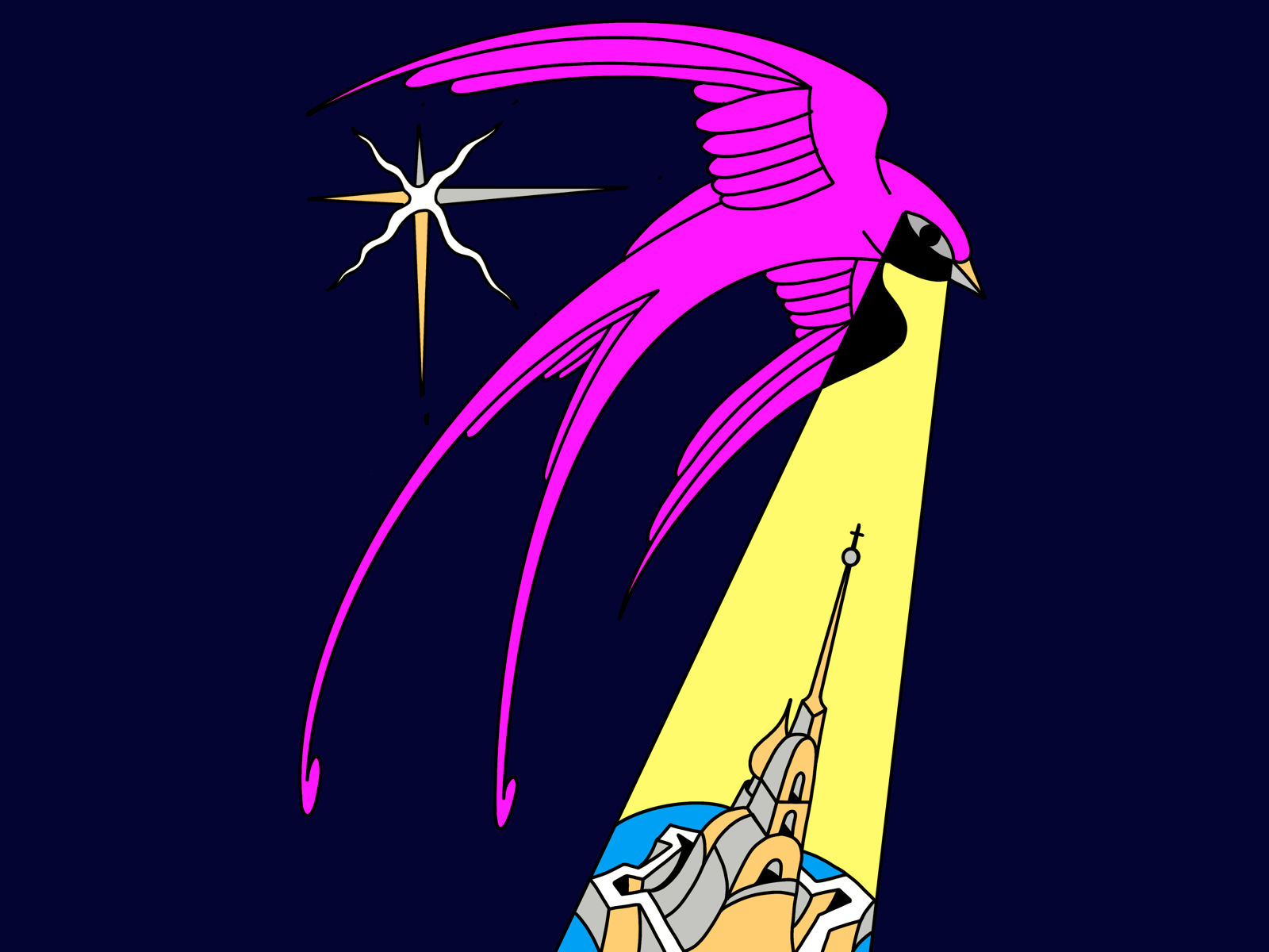 swallow flies star burns by Anton Harto on Dribbble