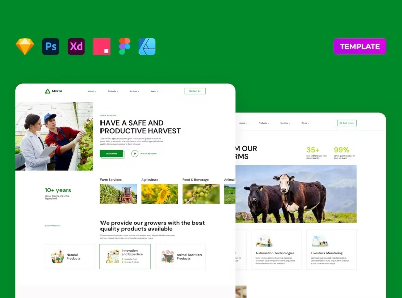 Agriculture Website Template by merkuloveas on Dribbble
