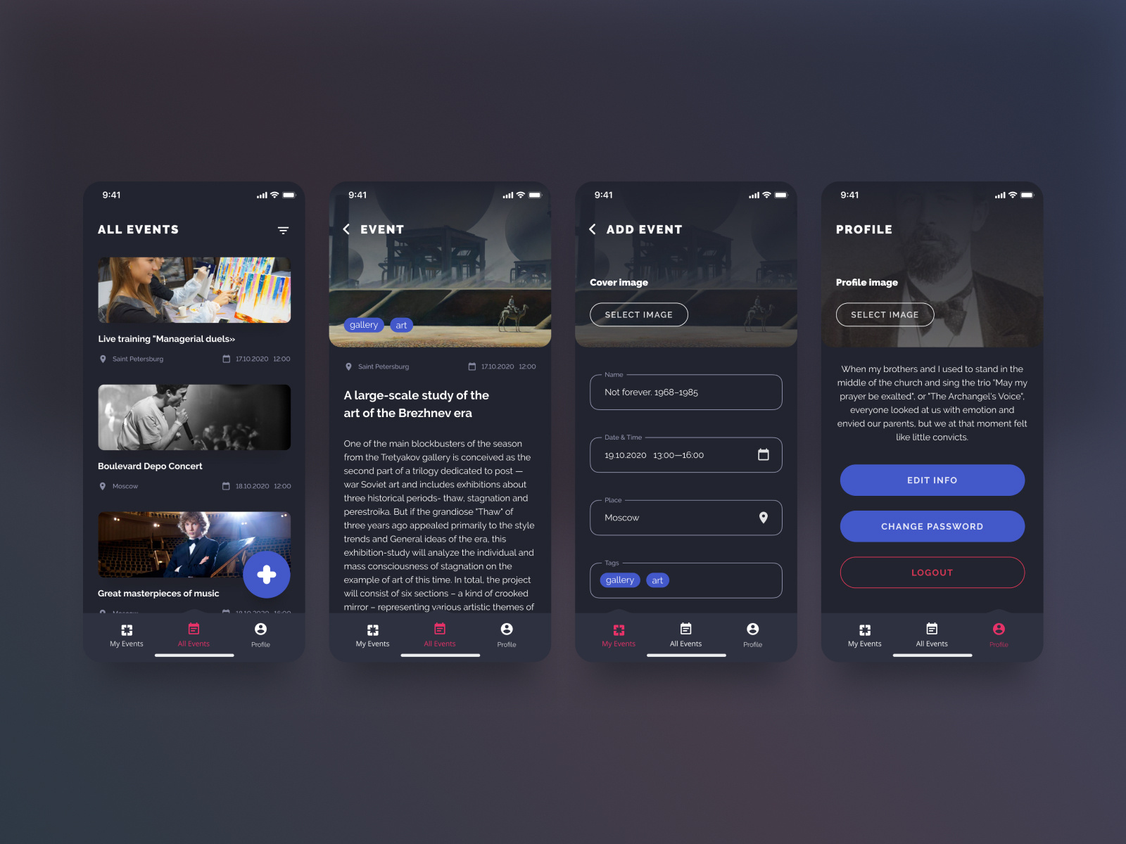 Events App Design by Dmitrii Reznoi on Dribbble