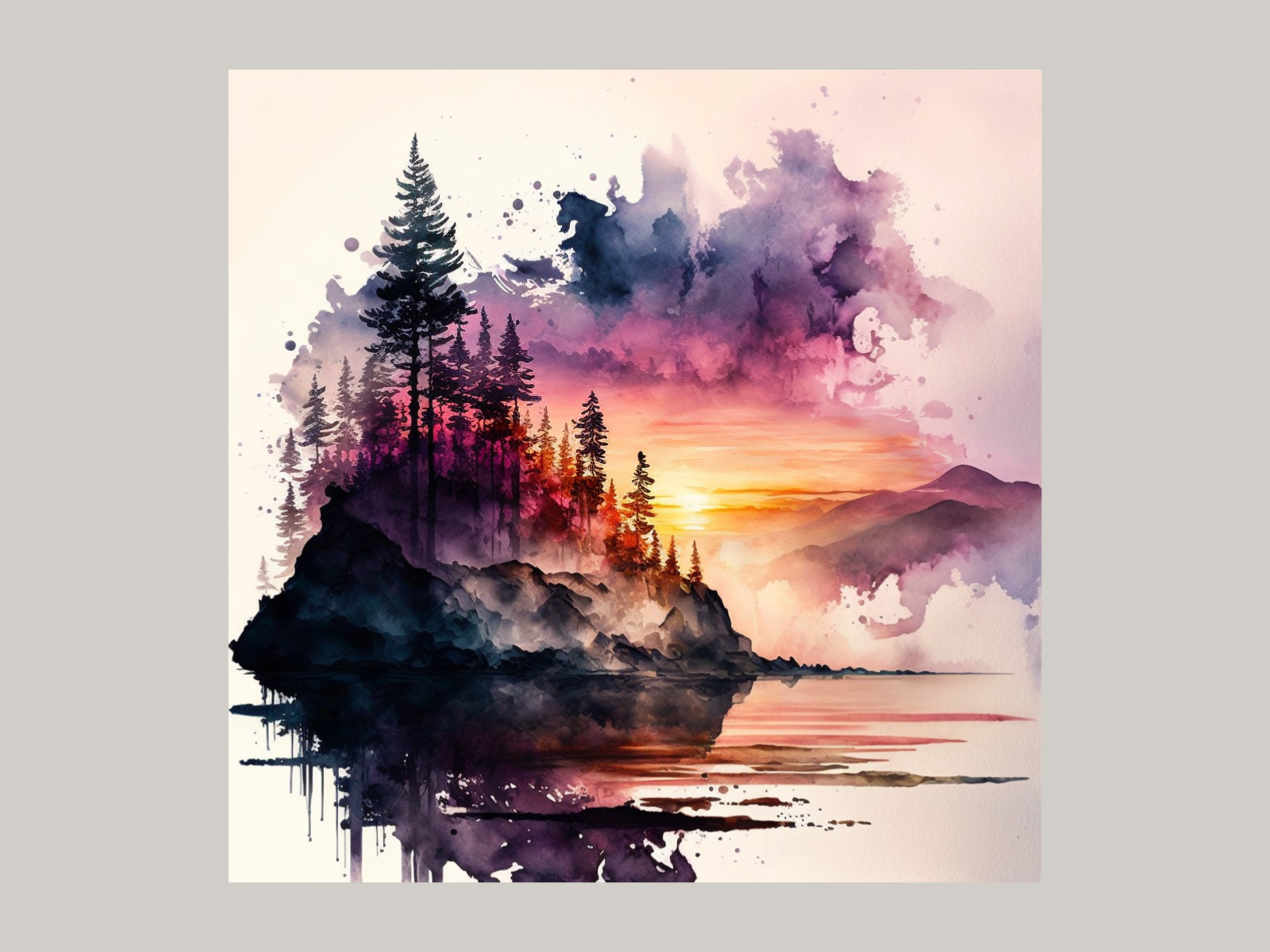 A small rock island with a sunset glinting on it by Avocado Design ...