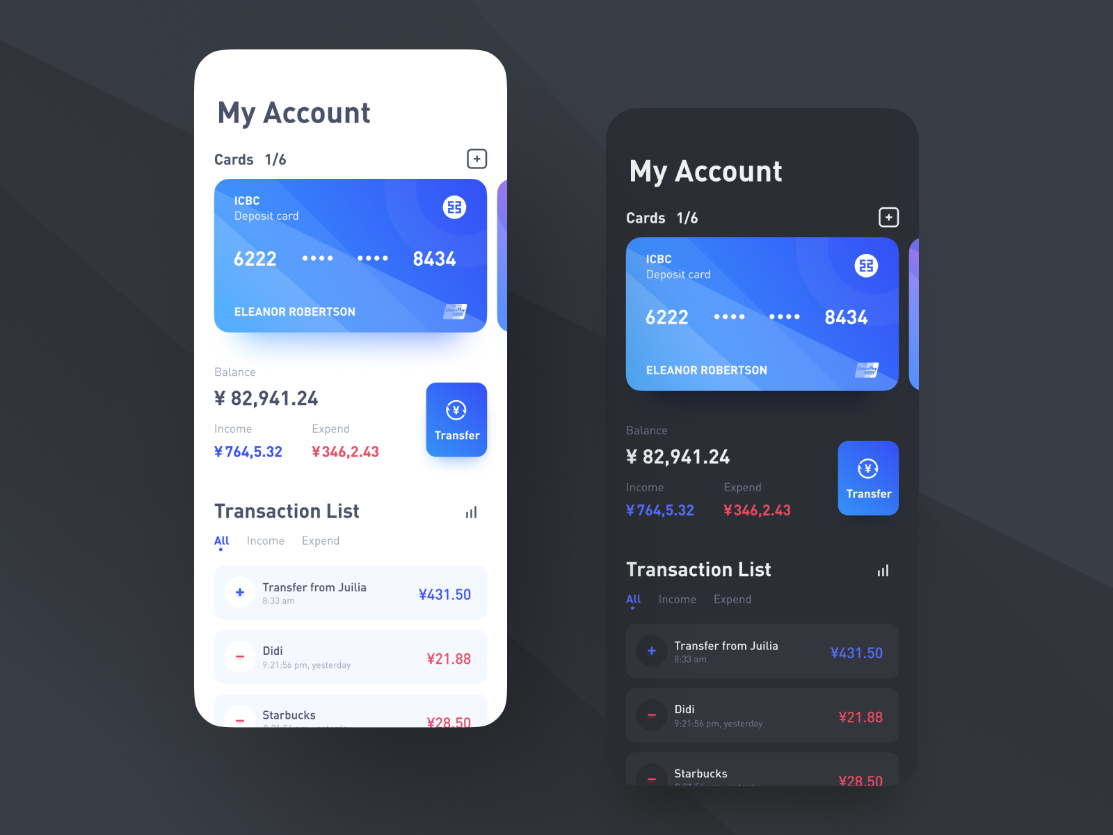 Bank Light & Dark by Gritt on Dribbble