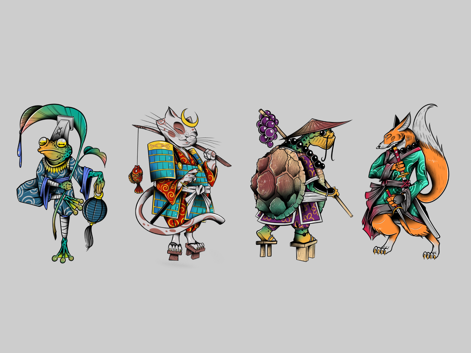 Samurai animals concept art by Sebastian Grillo on Dribbble