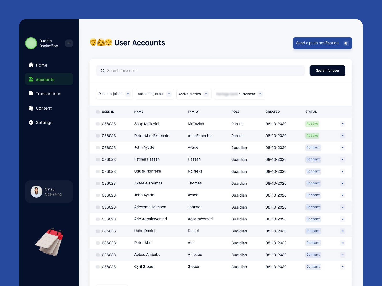 User/Account list by Peter Abu Ekpeshie on Dribbble