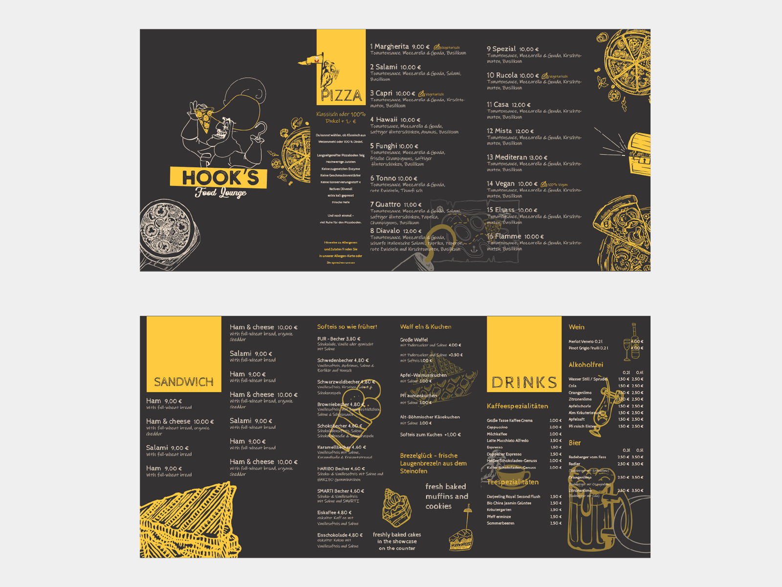 Hook's Pizza Lounge Menu by Starling on Dribbble