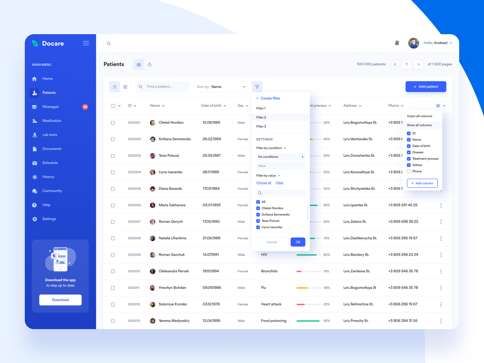 Docare Database Interface By Andrew Vynarchyk On Dribbble