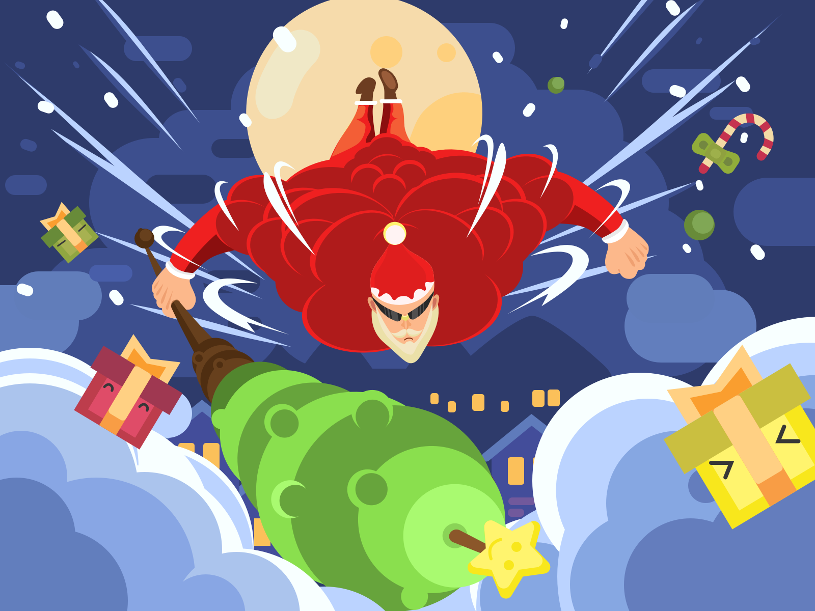 Flying Santa Claus by wudibaobao on Dribbble