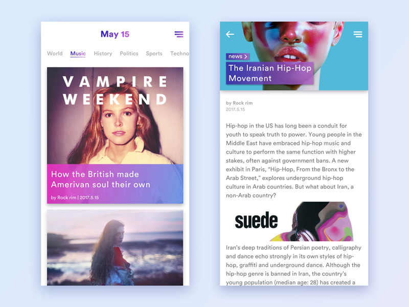 Daily News App Design by Loong on Dribbble