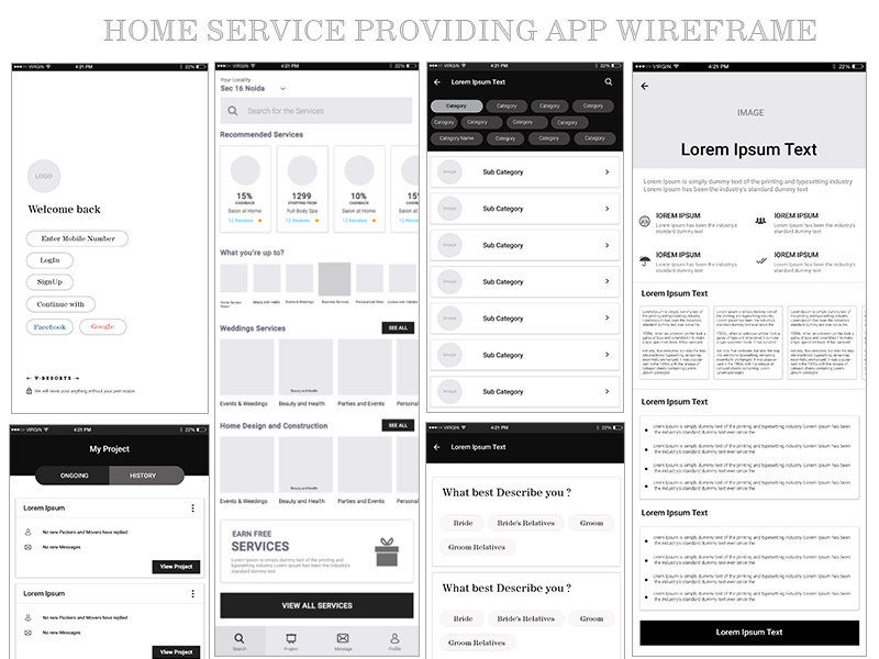 Home Service Providing App Wireframe by Dev Design on Dribbble