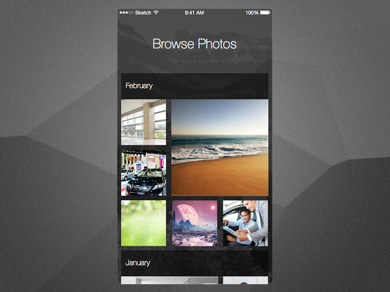 Photo Grid UI by Nathan Nash on Dribbble