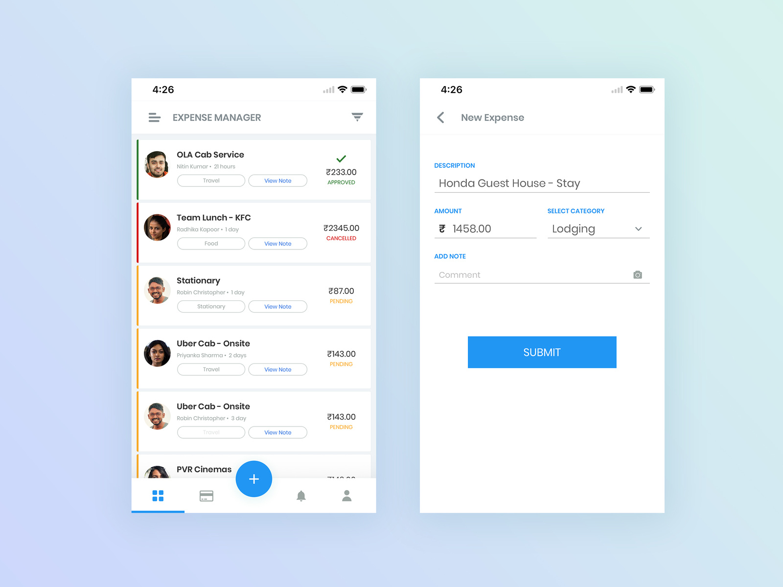Team Expense Manager - UI Design by Sam Joshua on Dribbble