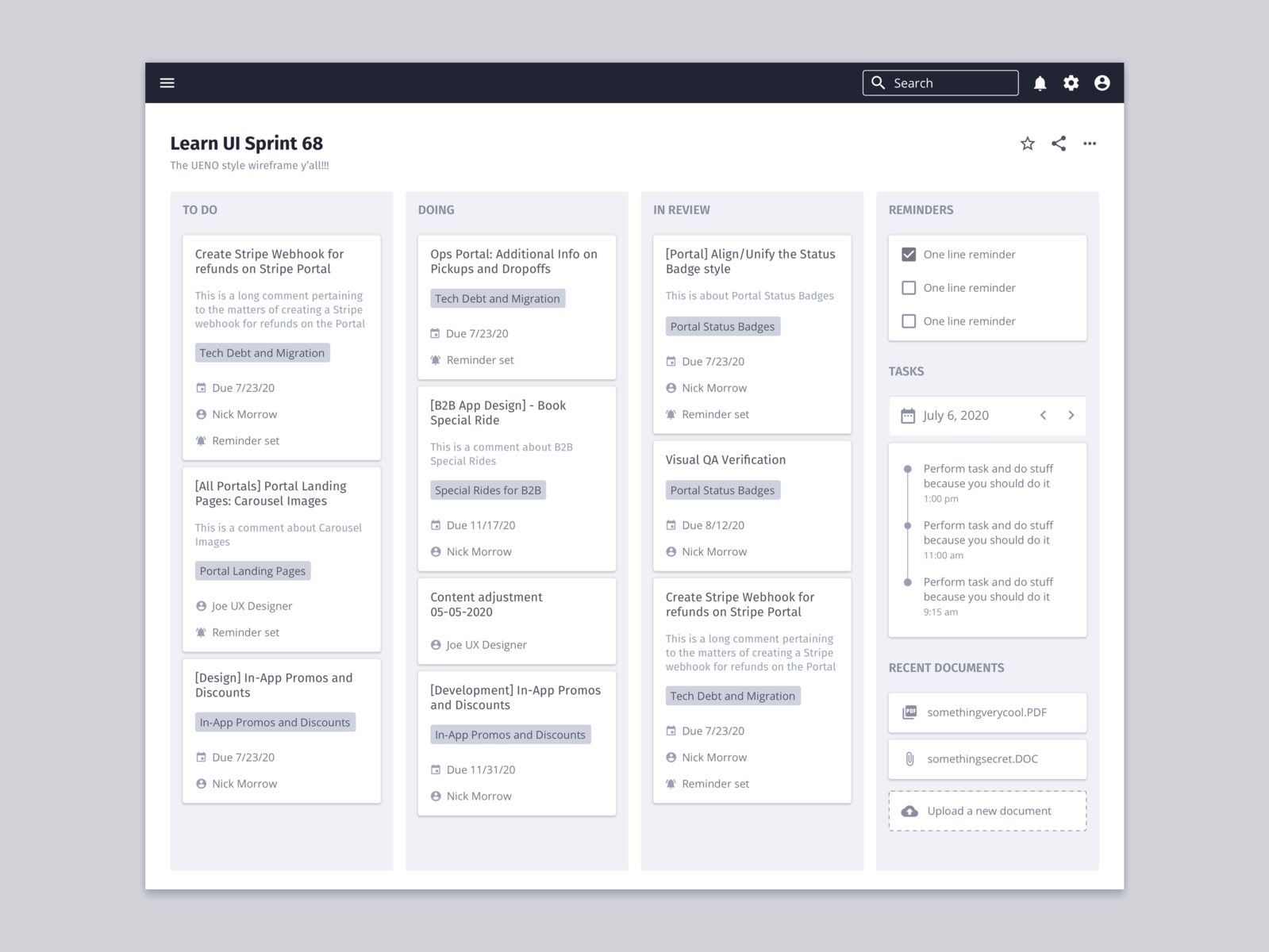 Enterprise UI Grayscale Wireframe by Nick Morrow on Dribbble