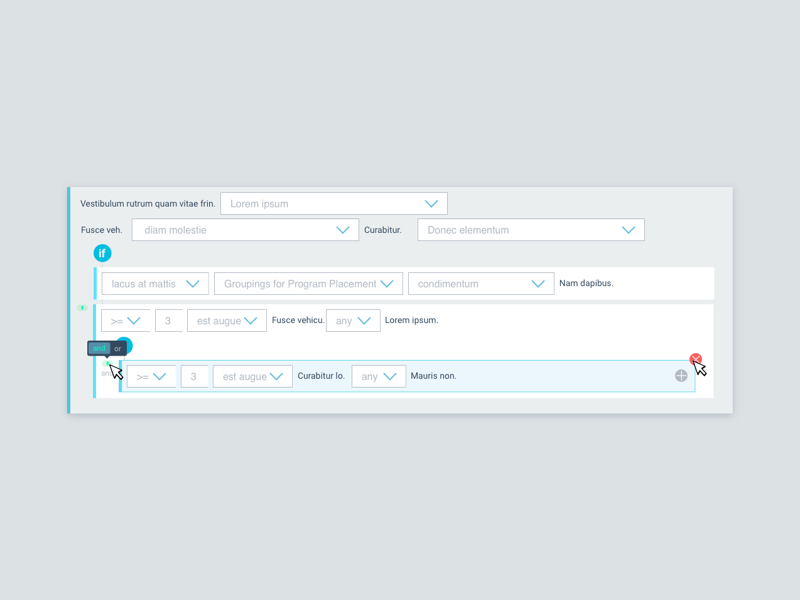 Rule Builder nesting ability by Lisa Li on Dribbble