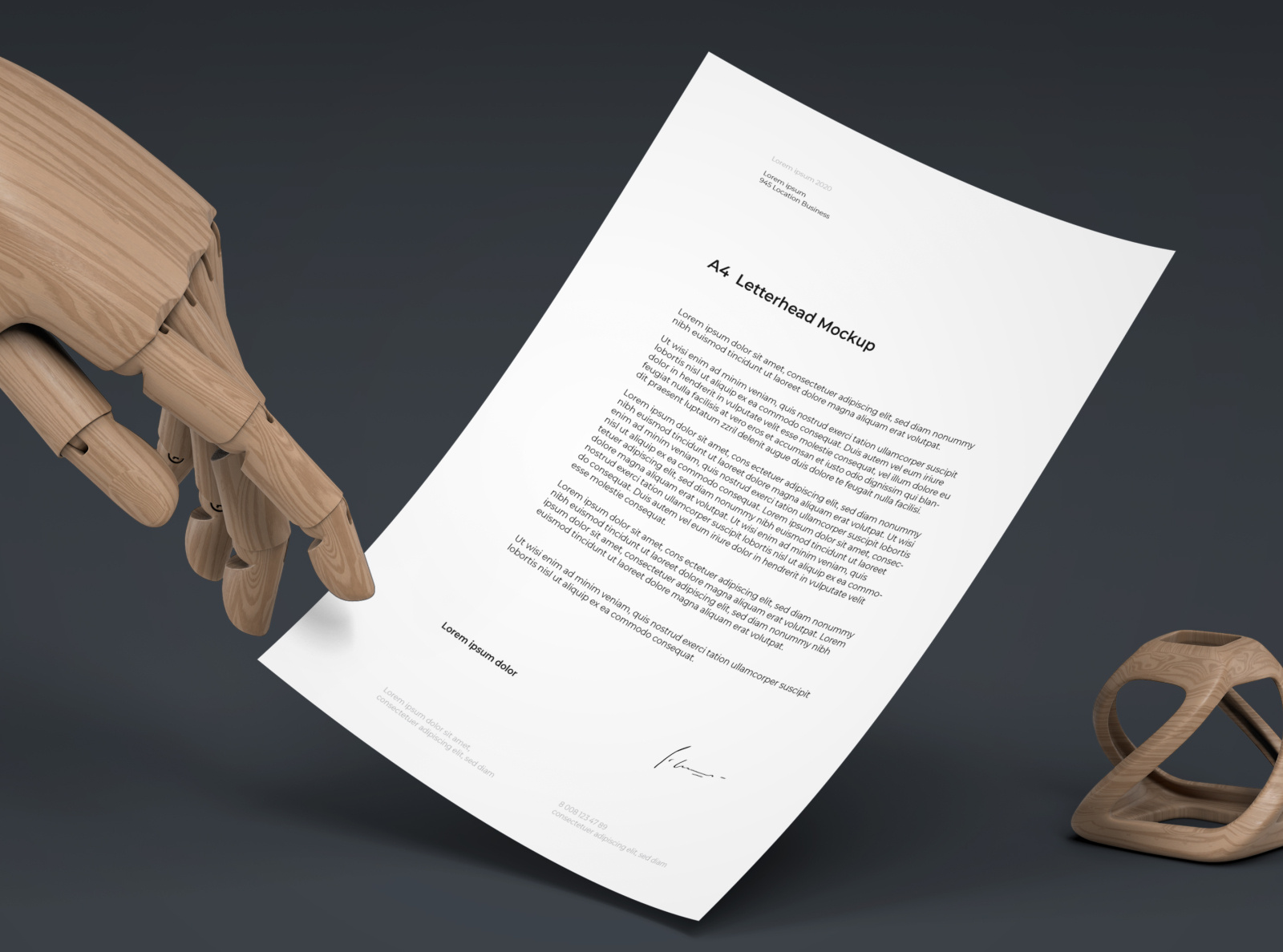 Wood Hand A4 Letterhead Mockup by Roman Listy on Dribbble