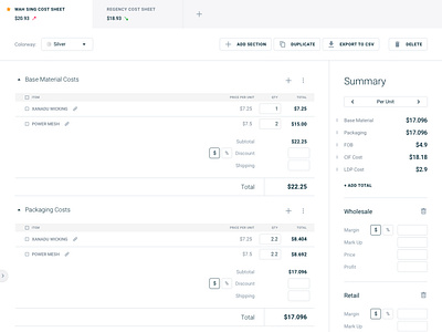 Invoice/Costing layout concept (SaaS web app) by Alex Gilev on Dribbble