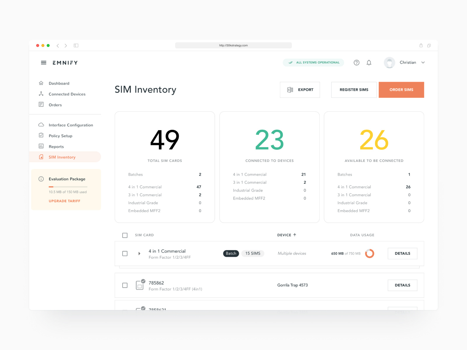 SIM Inventory - IoT SaaS web app by Alex Gilev on Dribbble