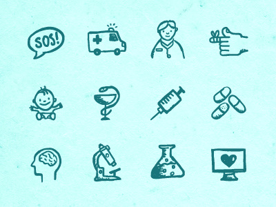 Hand-drawn Medical Icons by Hatchers on Dribbble