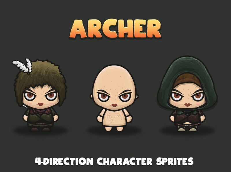 Archer Woman 4 Direction Sprites by 2D Game Assets on Dribbble