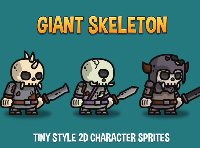 Giant Skeleton Tiny Style 2D Sprites by 2D Game Assets on Dribbble