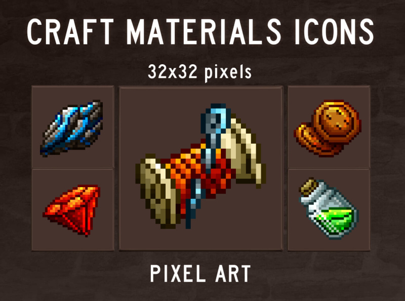 RPG Crafting Material Icons by 2D Game Assets on Dribbble