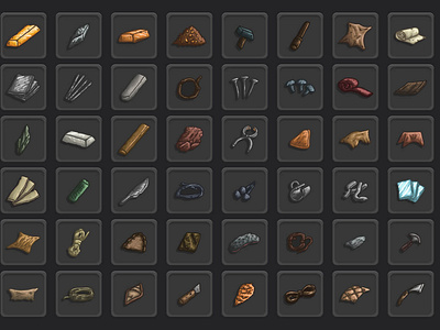 48 Resources and Craft Vector Game Icons Pack by 2D Game Assets on Dribbble