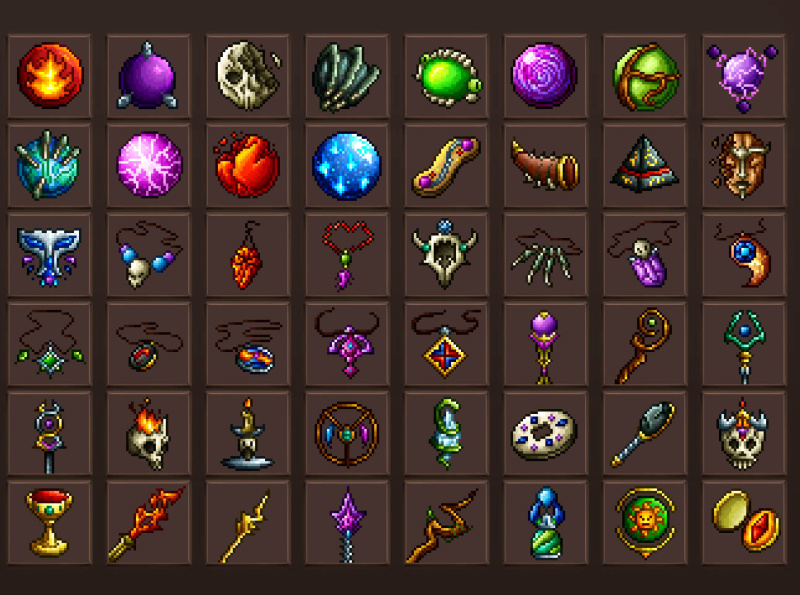 Dribbble Magic Artifacts Pixel Art Icons2 By 2d Game Assets