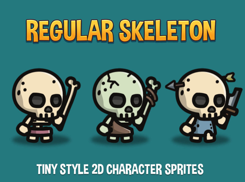 Regular Skeleton Tiny Style 2D Characters by 2D Game Assets on Dribbble