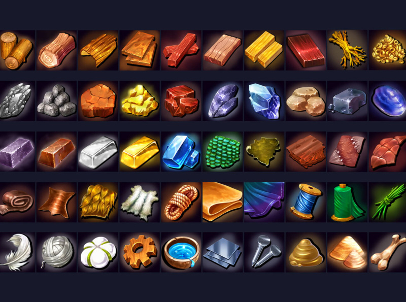 50 RPG Craft Resources Game Icons by 2D Game Assets on Dribbble