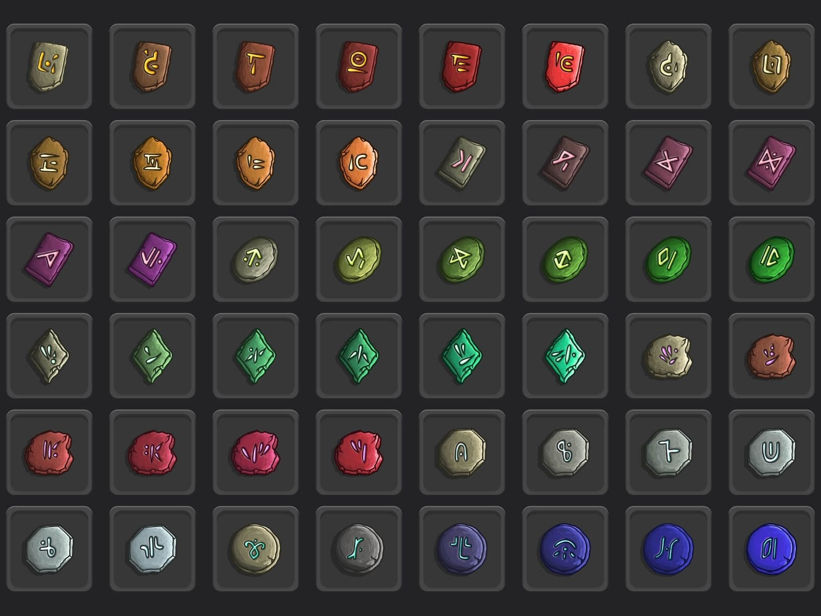 Magic Rune RPG Icons by 2D Game Assets on Dribbble