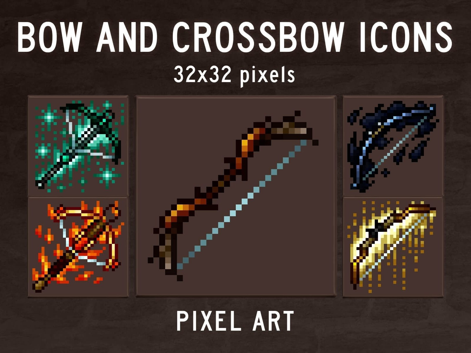 Free Bow and Crossbow Pixel Art Icons by 2D Game Assets on Dribbble