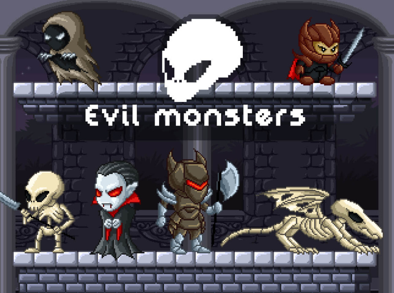 Evil Monster Sprites Pixel Art by 2D Game Assets on Dribbble