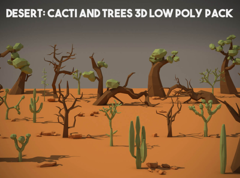 Dribbble - Desert-Cactus-and-Tree-3D-Low-Poly-Models.jpg by 2D Game Assets