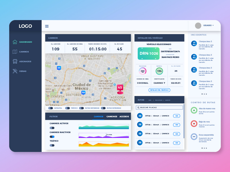 Dashboard UI - Route Control by Ann Araujo on Dribbble