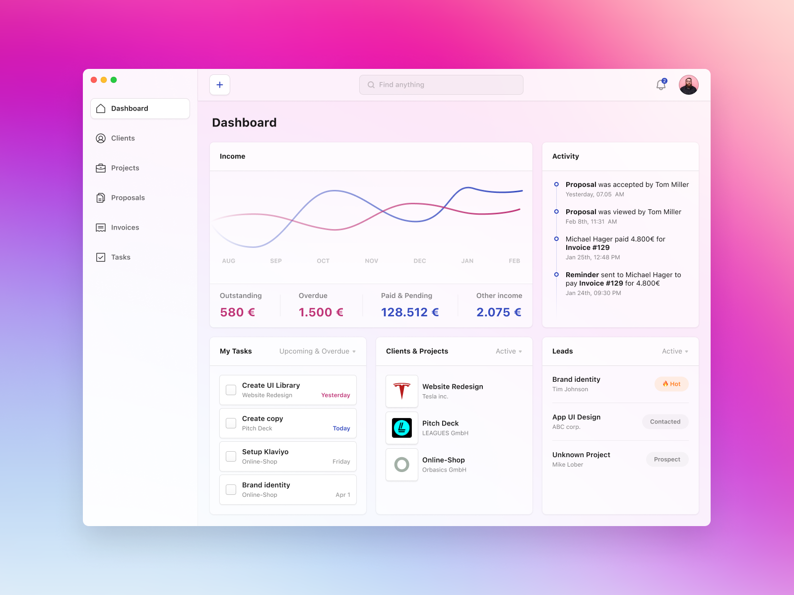 Freelance Desktop App UI by Sebastian Scheerer on Dribbble