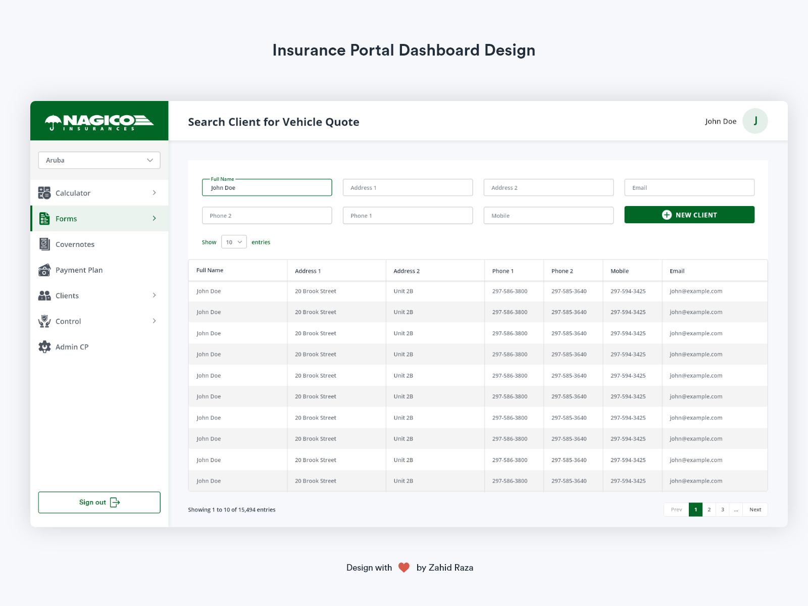 Insurance Portal Dashboard Design by Zahid Raza on Dribbble
